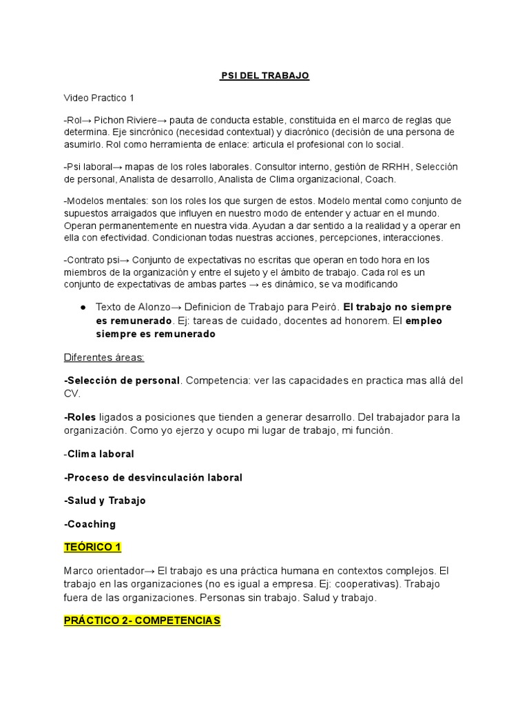 Psi Del Trabajo Clases | PDF | Evaluación | Mente