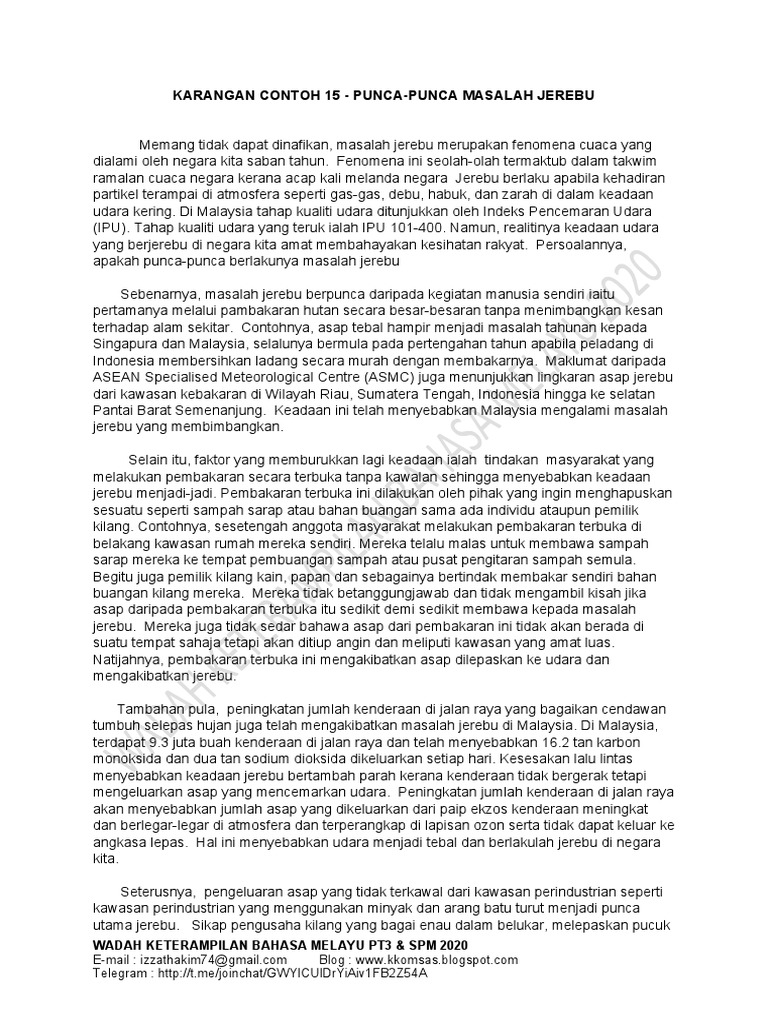Karangan 15 - Punca Masalah Jerebu | PDF