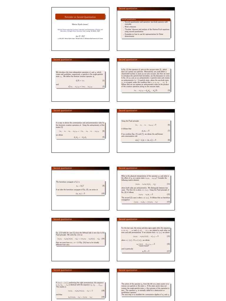 Secondquant Beamer Handouts2x3 | PDF | Applied And Interdisciplinary ...