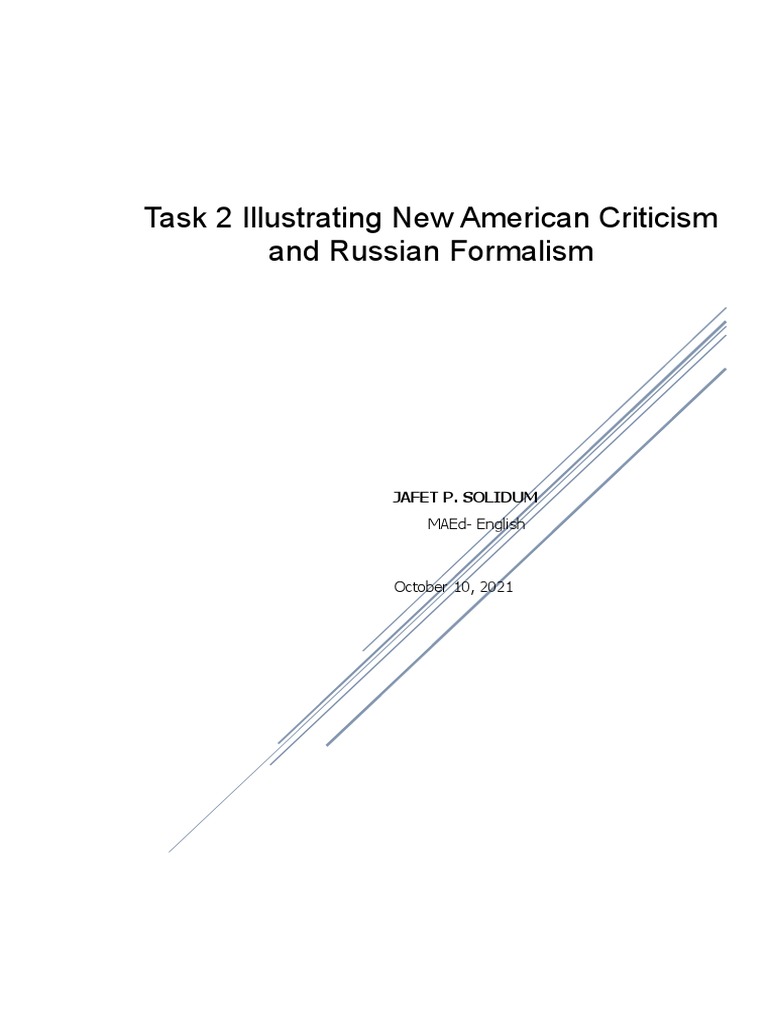 Task 2 Illustrating New American Criticism and Russian Formalism | PDF ...