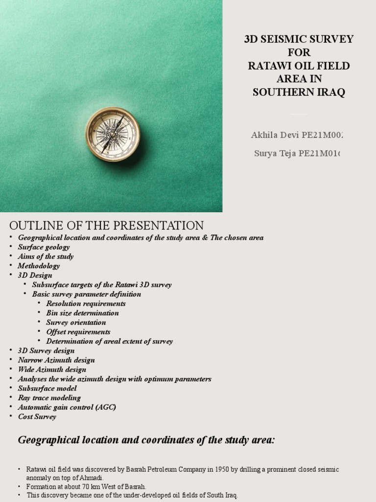 3D Seismic Survey FOR Ratawi Oil Field Area in Southern Iraq | PDF ...
