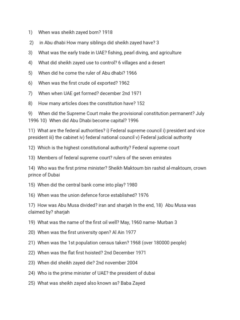 Uae SST Questions | PDF