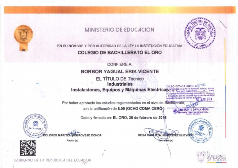 Título de Bachiller | PDF