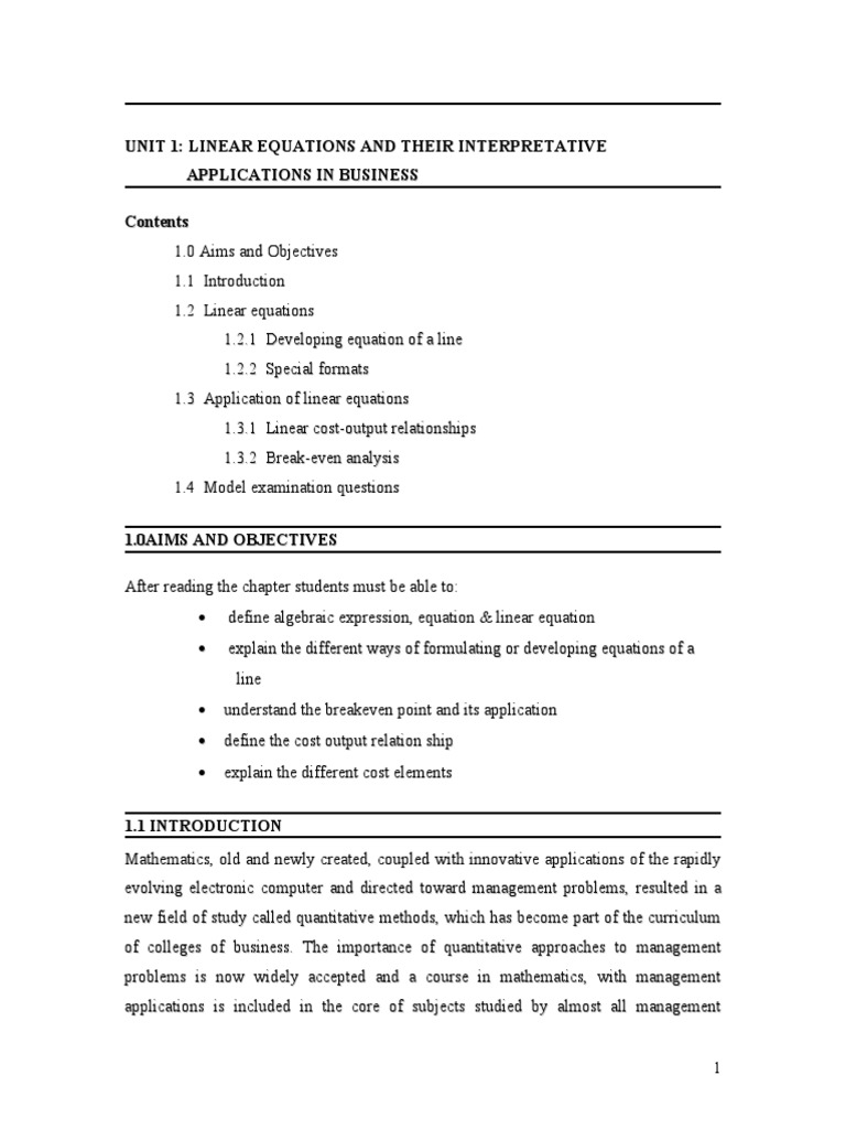 Linear Equations in Business: Applications of Slope-Intercept Form ...