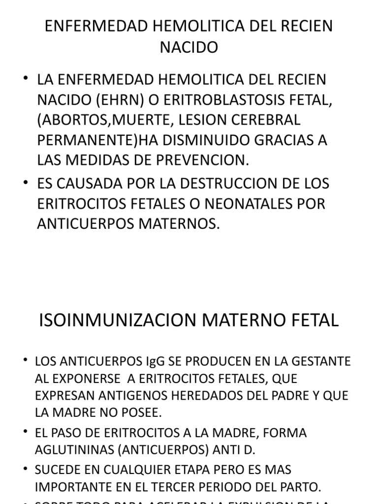 Incompatibilidad Rh y Enfermedad Hemolítica | PDF | Especialidades ...