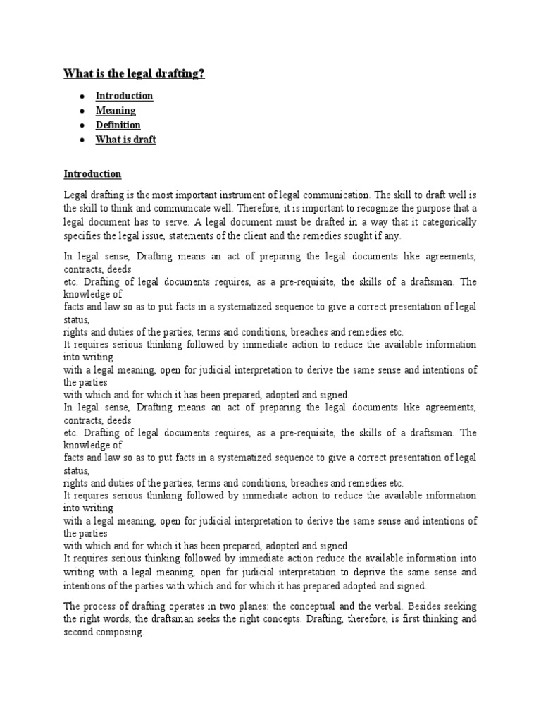 What Is The Legal Drafting | PDF | Contractual Term | Legal Remedy