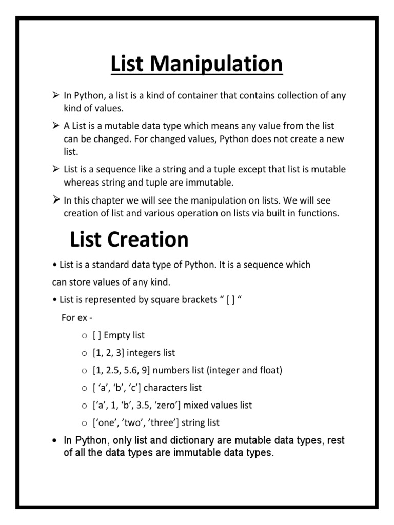 List Manipulation | PDF | String (Computer Science) | Data Type
