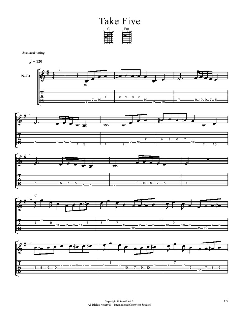 Take Five Tab | Download Free PDF | Copyright Law | Law