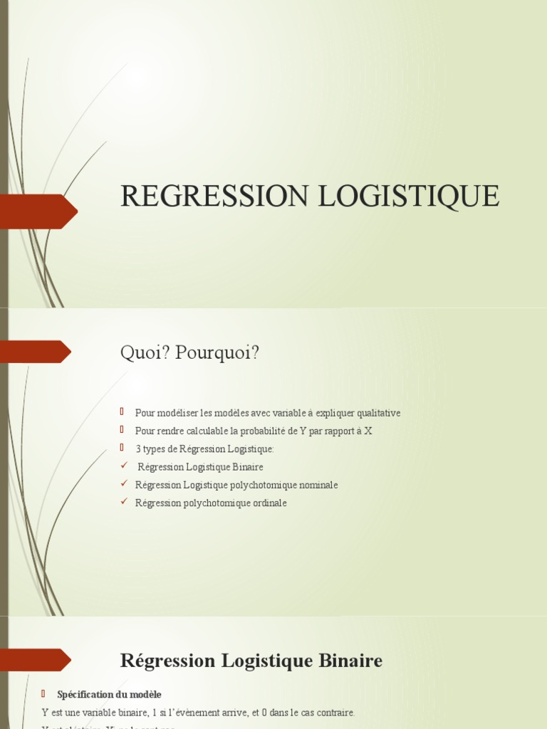 REGRESSION LOGISTIQUE Presentation | PDF | Analyse de régression ...