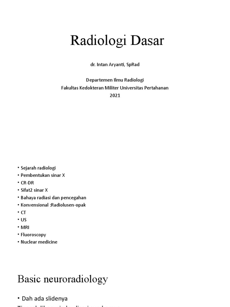An Overview of Basic Radiology Concepts and Techniques | PDF ...