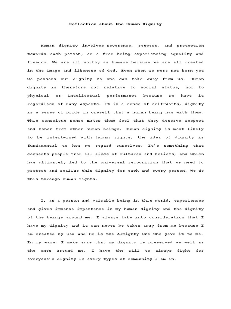 Reflection About The Human Dignity | PDF | Philosophy