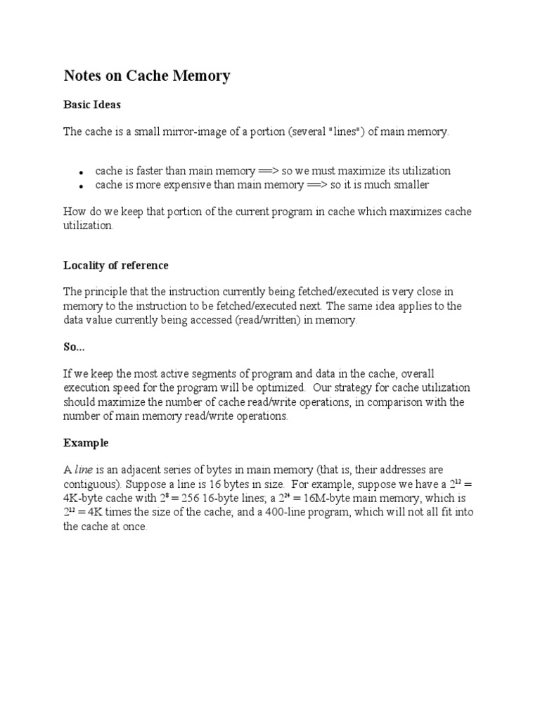 Notes On Cache Memory: Basic Ideas | Download Free PDF | Cpu Cache ...