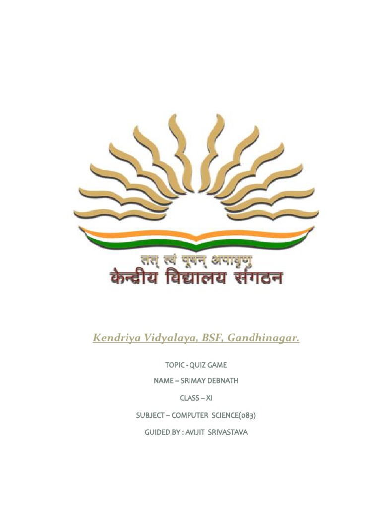 Kendriya Vidyalaya | PDF | Python (Programming Language) | Class ...