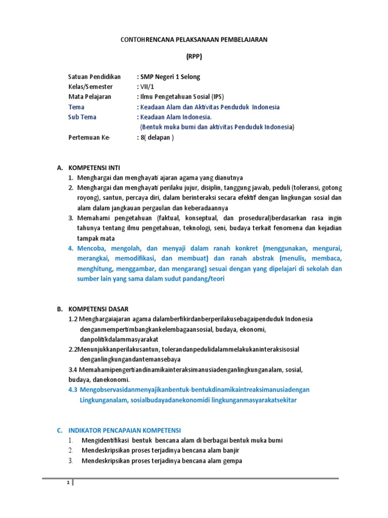 Contoh RPP Ips SMP | PDF