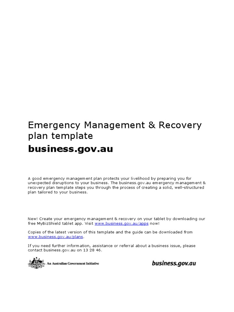 Emergency Management and Recovery Plan Template | PDF | Backup ...