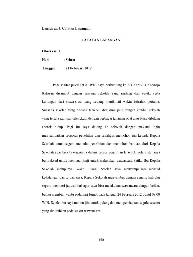 Contoh Catatan Lapangan | PDF