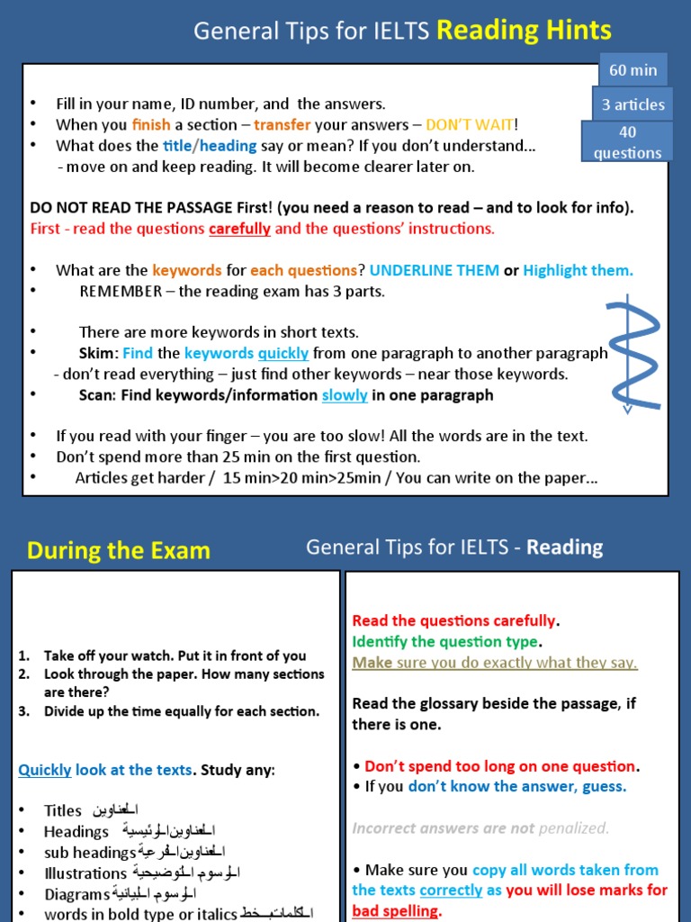 General Tips For IELTS Reading | PDF | International English Language ...