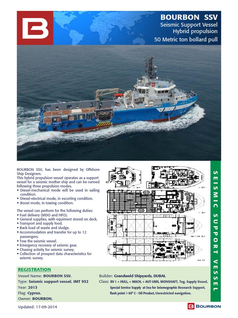 SSV Bourbon Seismic Support Vessel 0 | PDF | Ships | Fuel Oil