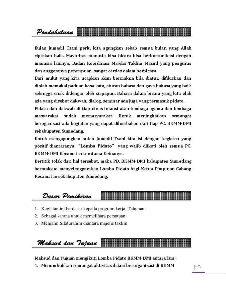 Proposal Lomba Pidato | PDF