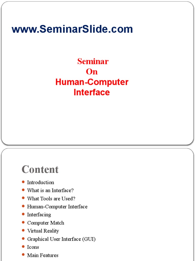 Seminar On Human-Computer Interface | PDF | Graphical User Interfaces | Cursor (User Interface)