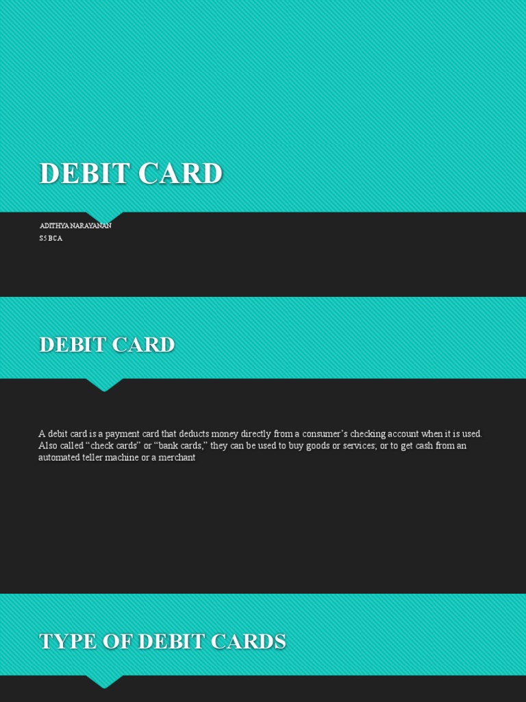 An Overview of Debit Card Types and Their Features | PDF | Debit Card ...