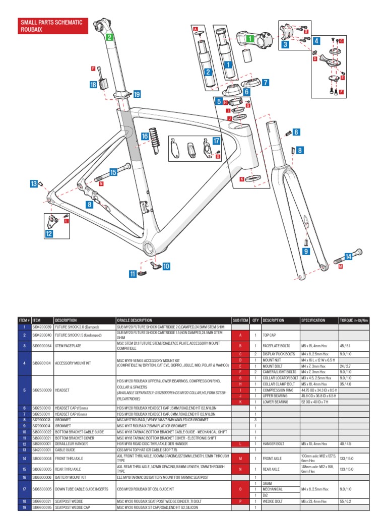 Small Parts Schematic Roubaix | PDF | Human Powered Vehicles | Components