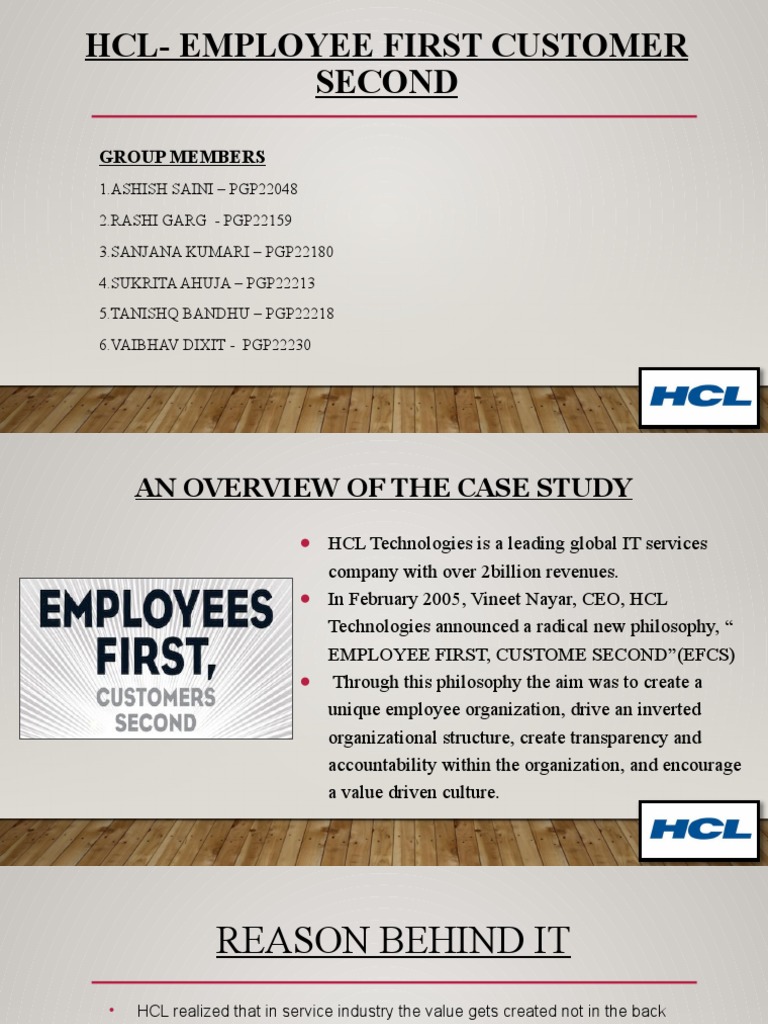 Hcl-Employee First Customer Second: Group Members | PDF | Business ...