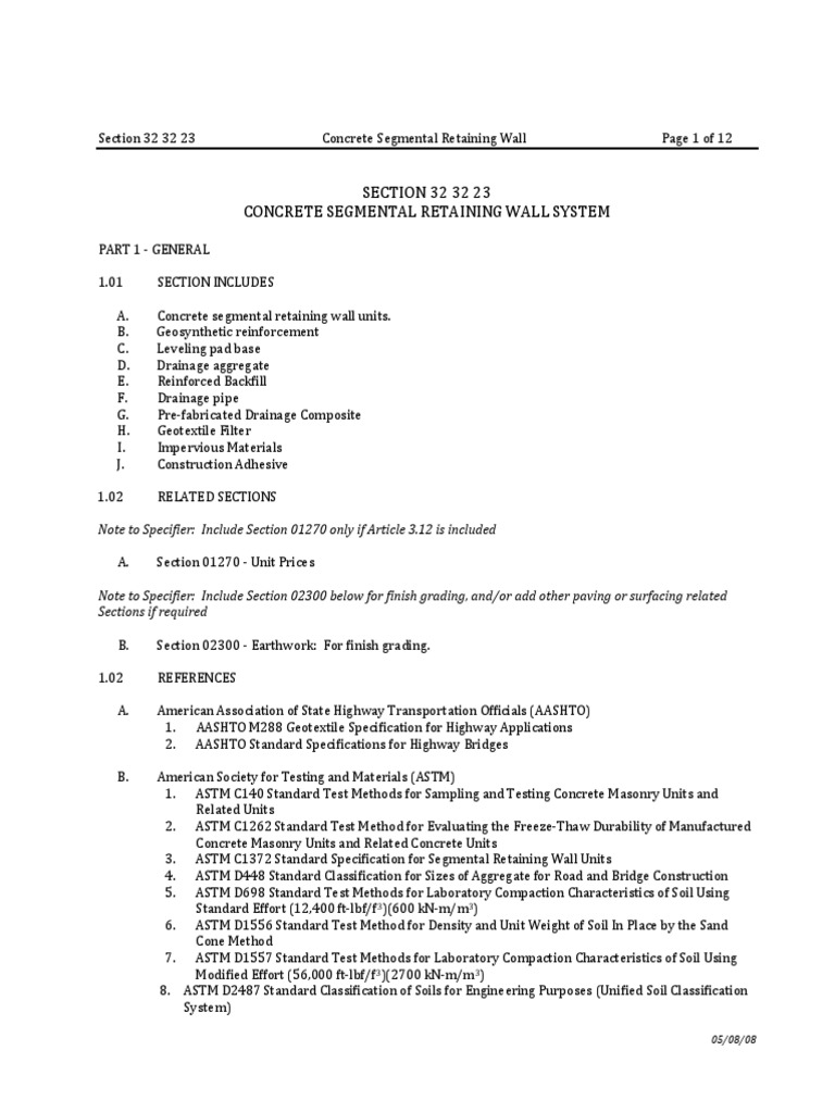 Specification CSI | PDF | Geotechnical Engineering | Concrete