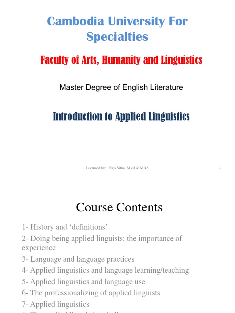 Introduction To Applied Linguistics | PDF | Linguistics | Applied ...