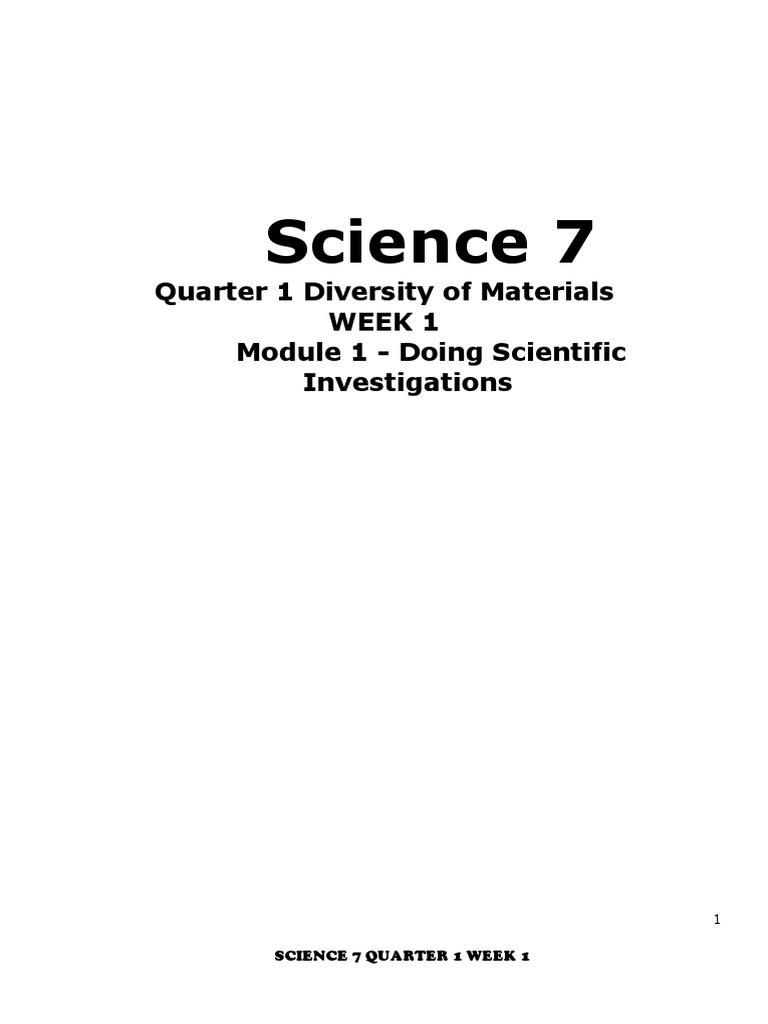 Science 7 Q1 W1 | PDF | Hypothesis | Experiment