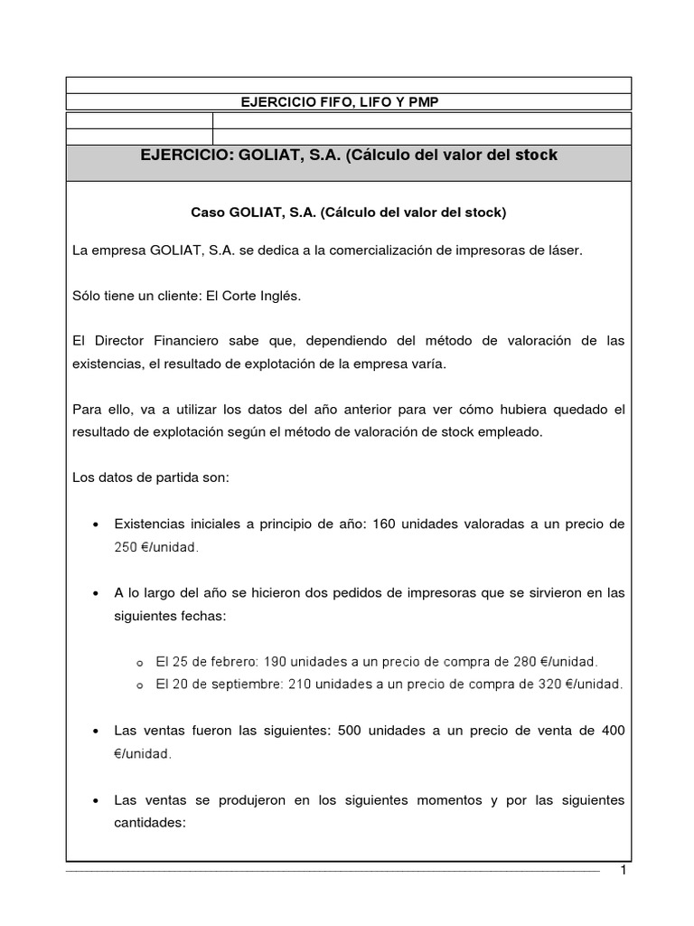 Ejercicio FIFO, LIFO y PMP Lunes 21 | PDF | Finanzas y dinero