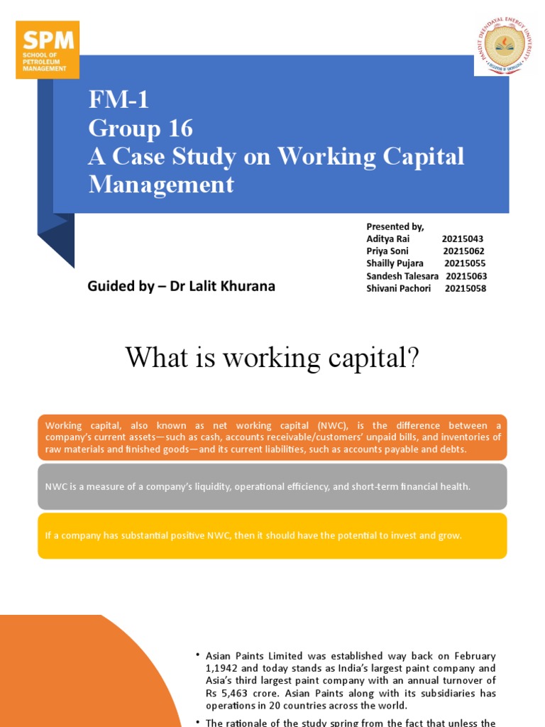 Presentation On Working Capital Management | PDF | Working Capital | Capital (Economics)