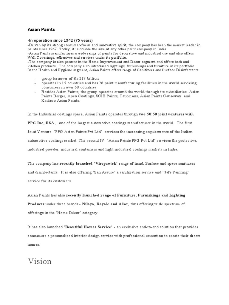 Vision: Asian Paints | Download Free PDF | Paint | Interior Design