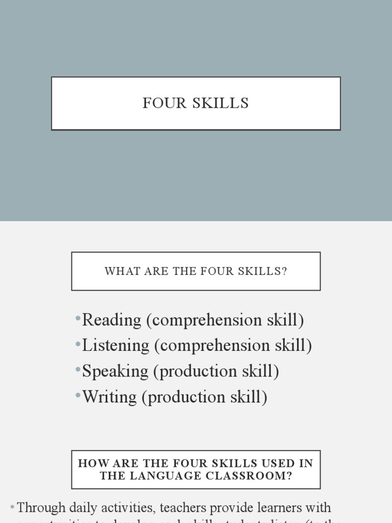 Four Skills | PDF | Reading Comprehension | Second Language