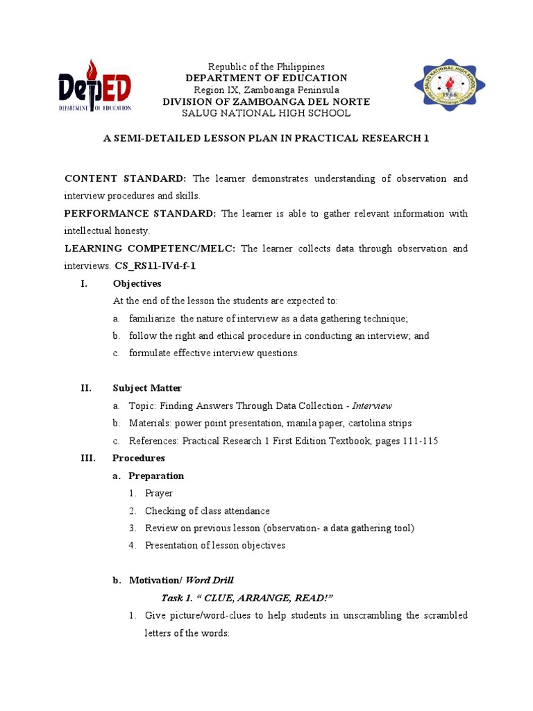 Interview Lesson Plan | PDF | Interview | Lesson Plan