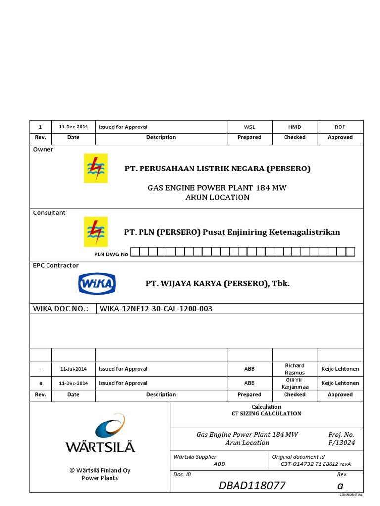 DBAD118077 A REND CT - Sizing Calculation | PDF | Transformer ...