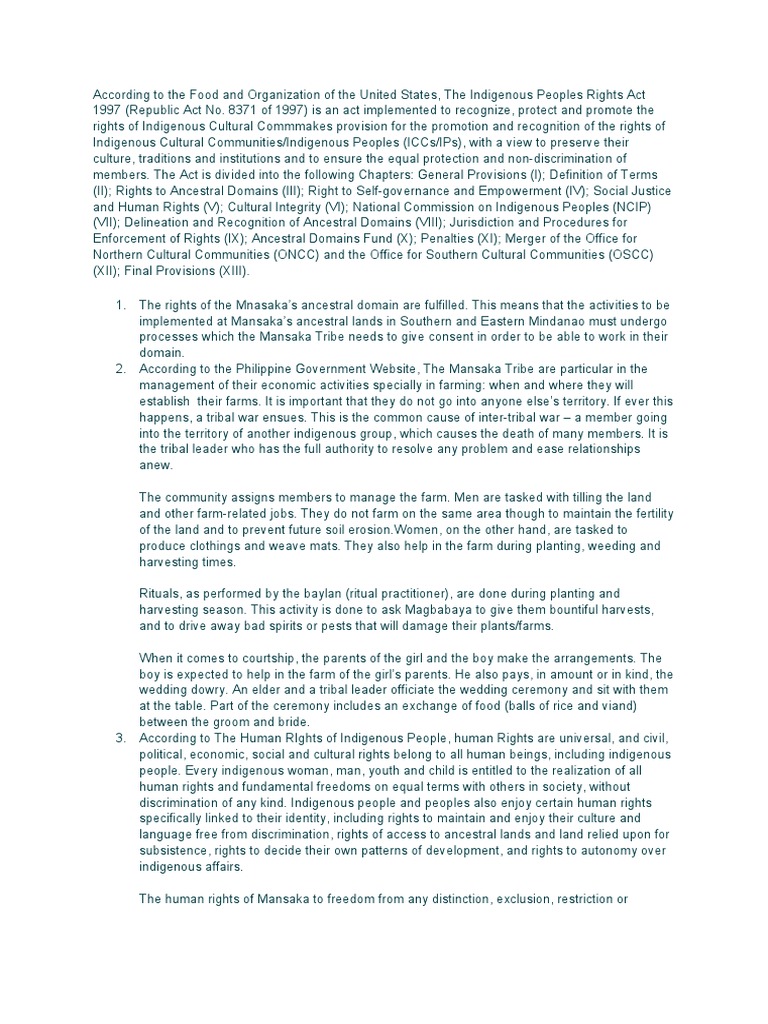 Mansaka | PDF | Human Rights | Indigenous Peoples
