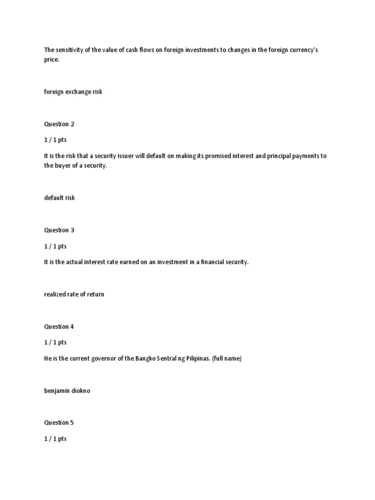 Quiz 1 - Chapter 1-4 | PDF | Bonds (Finance) | Interest Rates Quiz 1 - Chapter 1-4 | PDF | Bonds (Finance) | Interest Rates