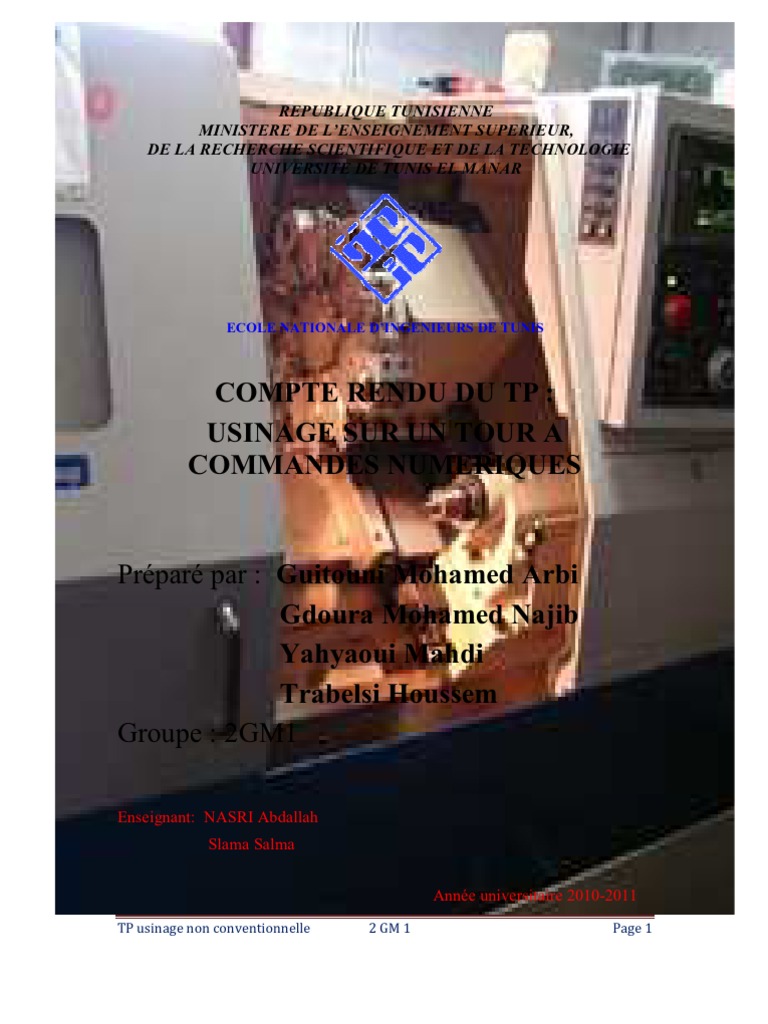 Compte Rendu Usinage À Commande Numérique - Copie | Télécharger gratuitement PDF | Machine-outil ...
