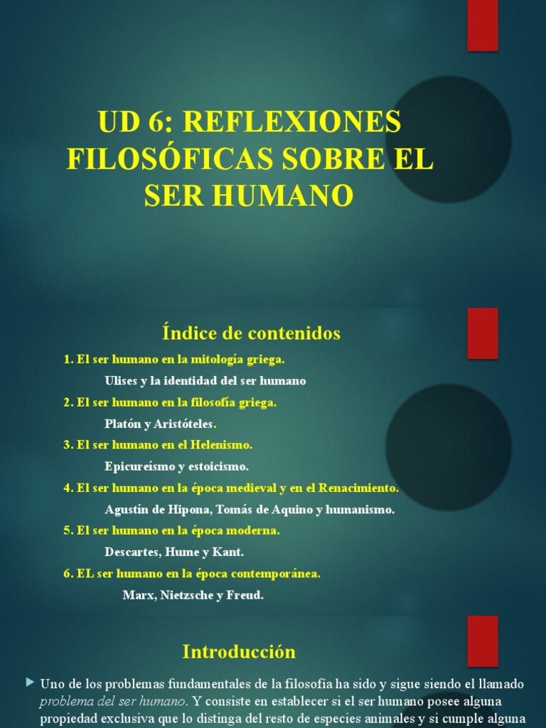 UD 6 - REFLEXIÓN FILOSÓFICA SOBRE EL SER HUMANO (Completo) | PDF ...