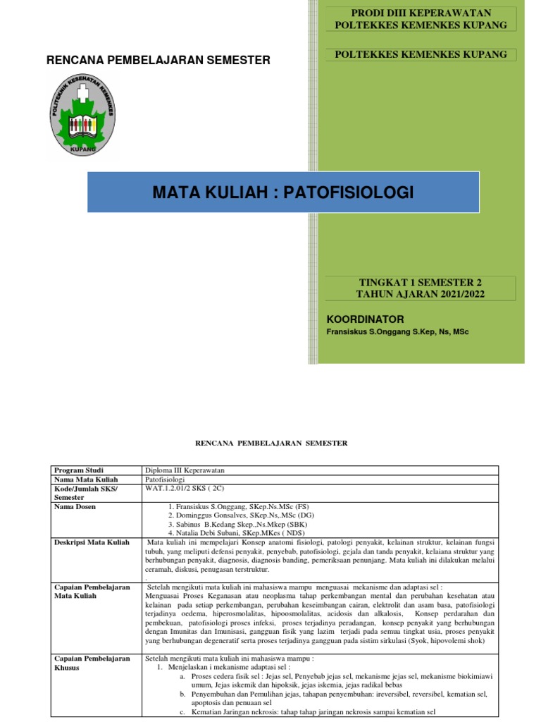 Rps Patofis 2022 d3 Arsip Akademik 2022 PDF Ok Kaprodi | PDF