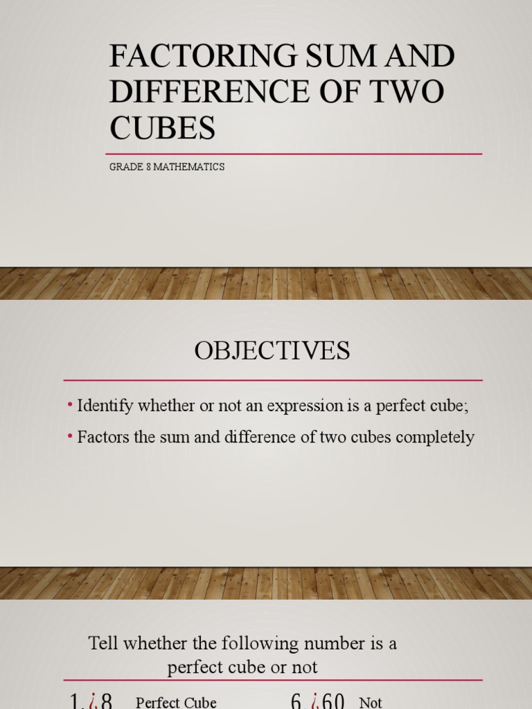 Factoring Sums And Differences Of Cubes Pdf Mathematical Concepts