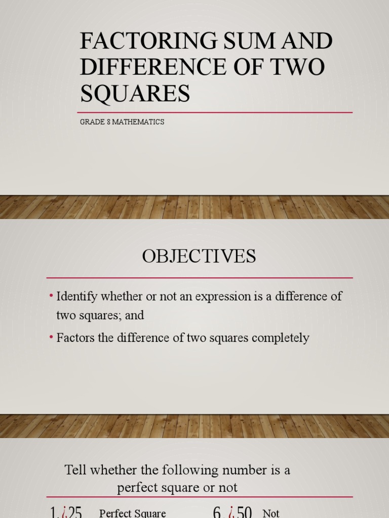 Grade 8: Factoring Squares Guide | PDF | Mathematical Analysis ...