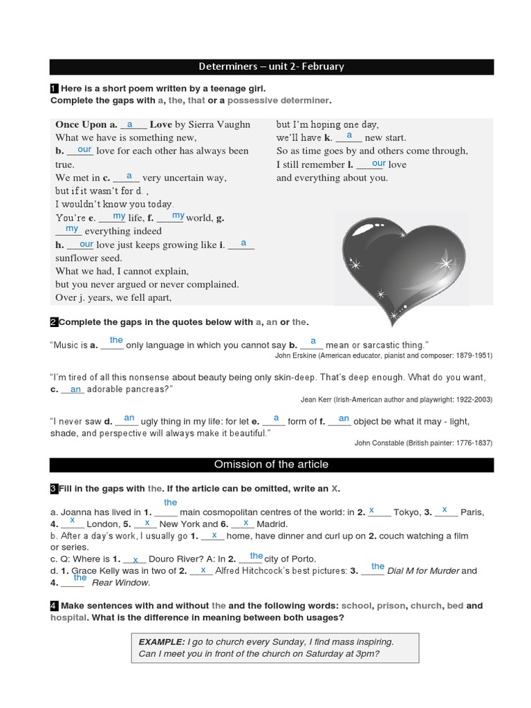 Determiners Worksheet Solved | PDF | General Fiction