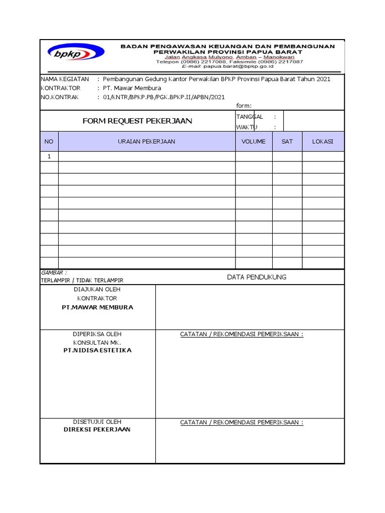 Form Request Mulai Pekerjaan | PDF