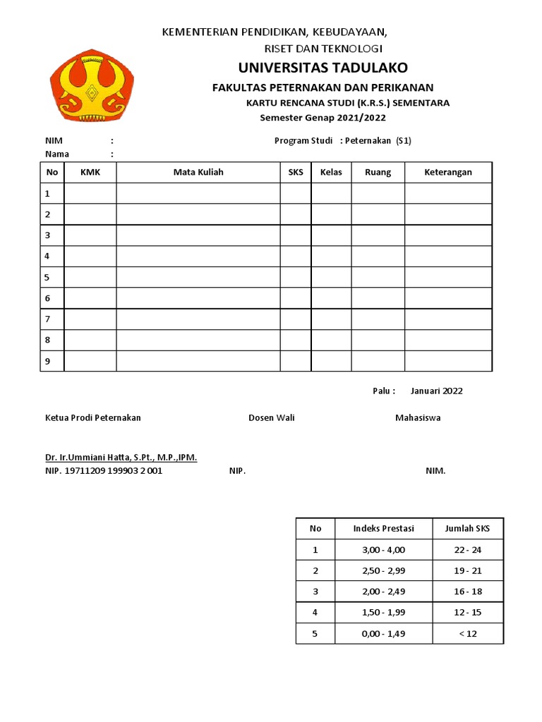 Contoh Krs Sementara | PDF