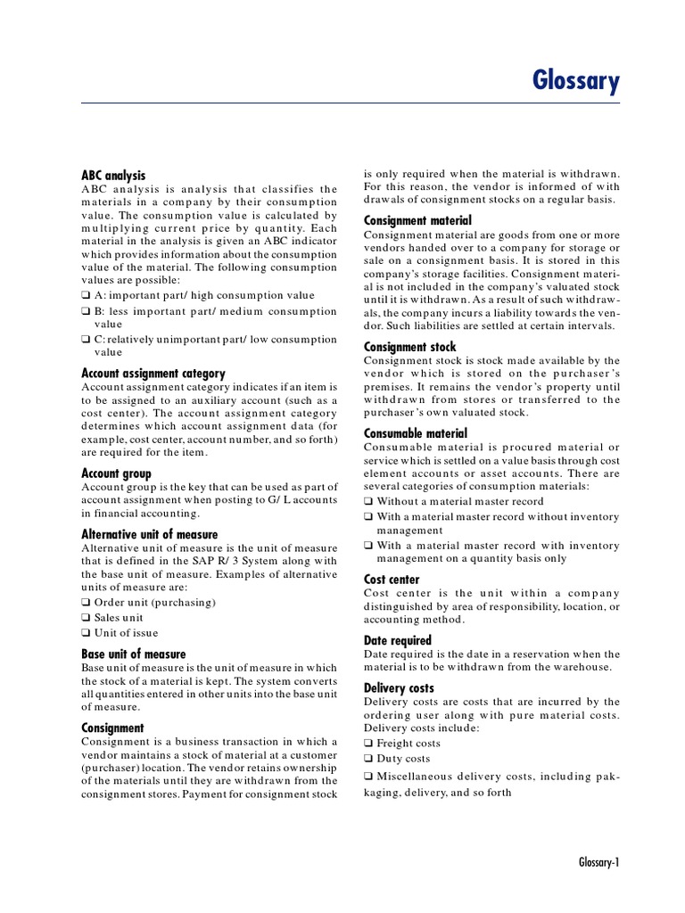 Tips - SAP Glossary | PDF | Procurement | Prices