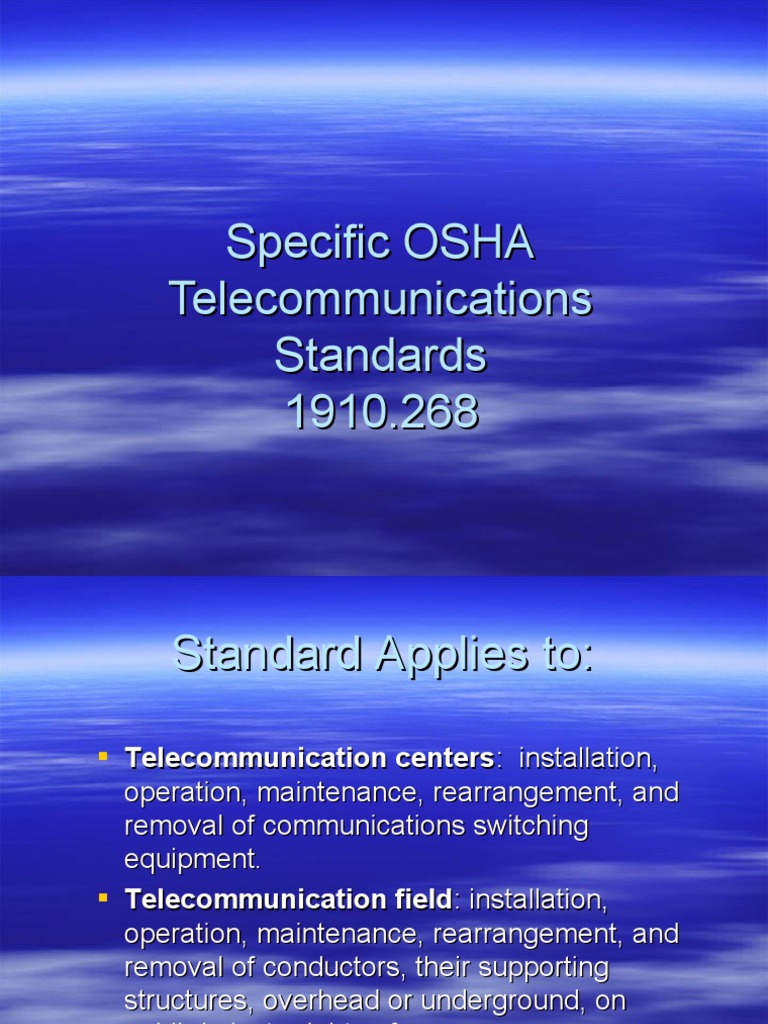 OSHA Standards for Telecommunications Safety | PDF | Emergency ...