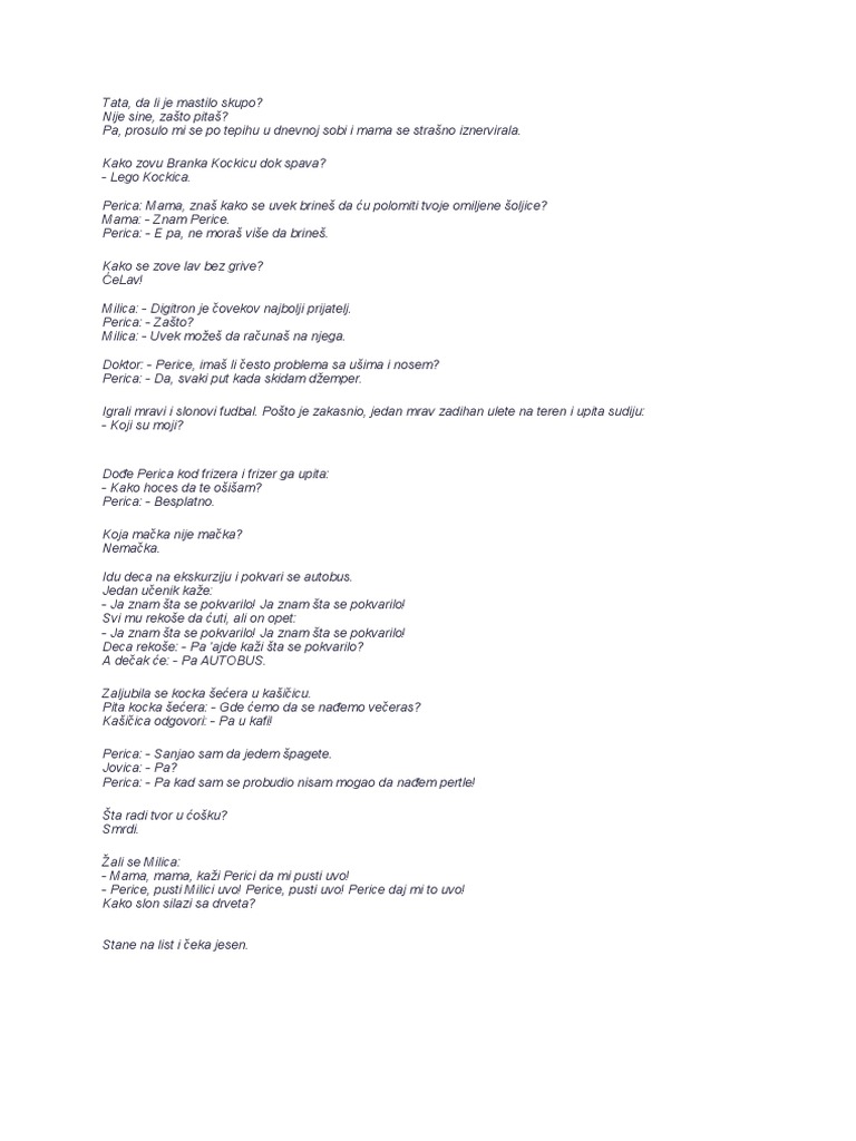 Najbolji Vicevi Za Djecu | PDF