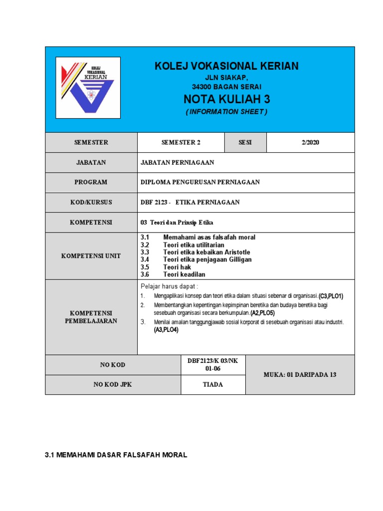Nota Kuliah 3 | PDF
